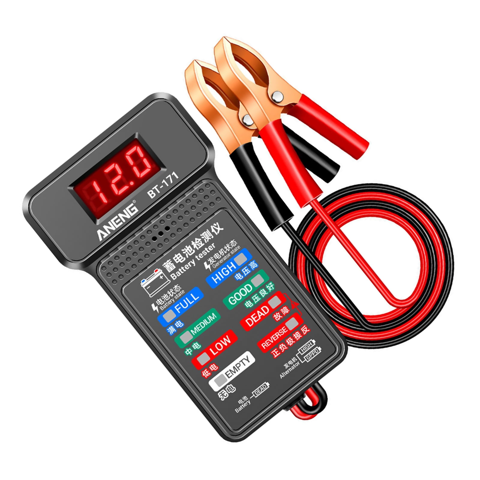 12V Car Battery Load Tester Clear LED Display, Over-voltage Protection ...