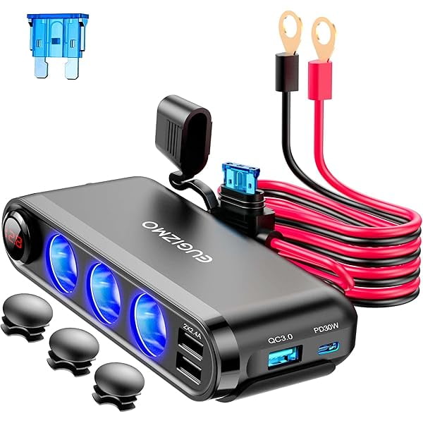 12V Car Cigarette Lighter Socket, 200W 3 Socket Cigarette Lighter Plug ...