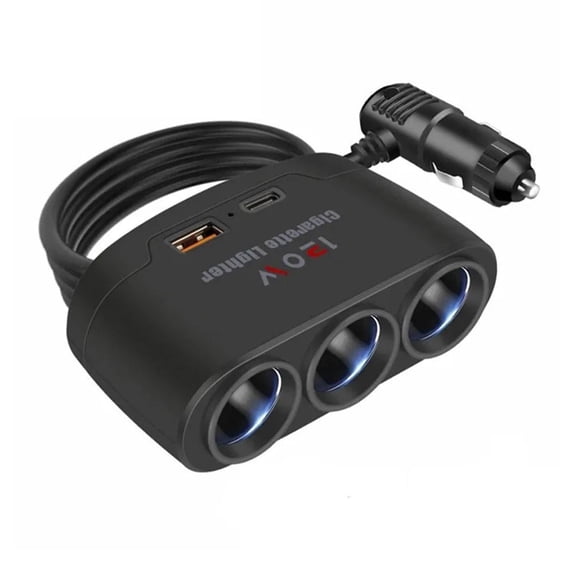 12V Car Cigarette Lighter Socket Charger Splitter with 3 Outlets and ...