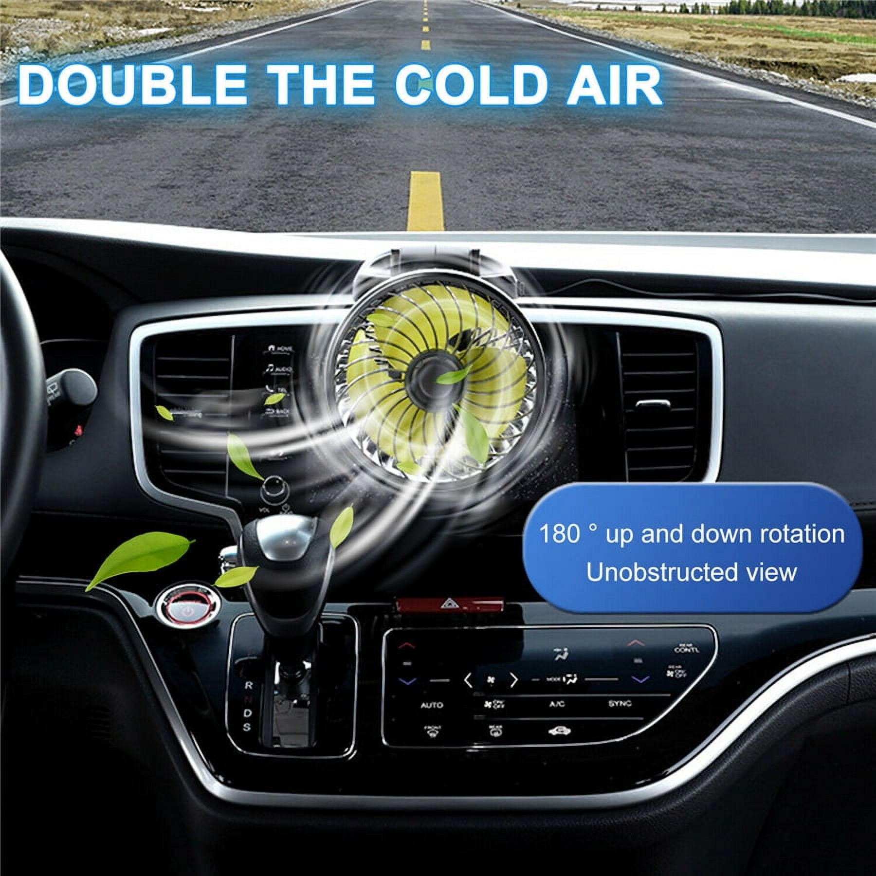 12V Car Cooling Fan Auto Cooler 360° Rotatable Low Noise For Car Truck ...
