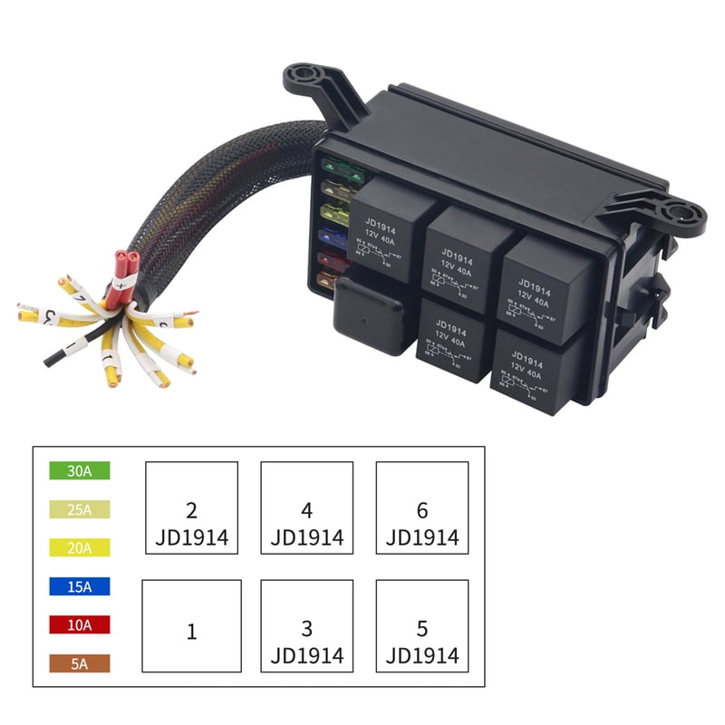 12V Car Fuse Holder 6 Slots Auto Fuse Relay Block with Wiring Harness ...