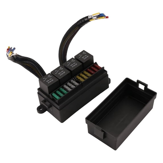 12V Car Fuse Relay Box Pre-Wired Fuse and Relay Box with 4 Relay 12 Way ...
