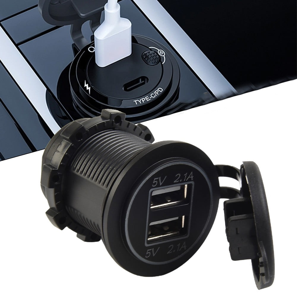 12V Car Power Socket Dual 2.1A USB Port Charger Power Outlet LED ...