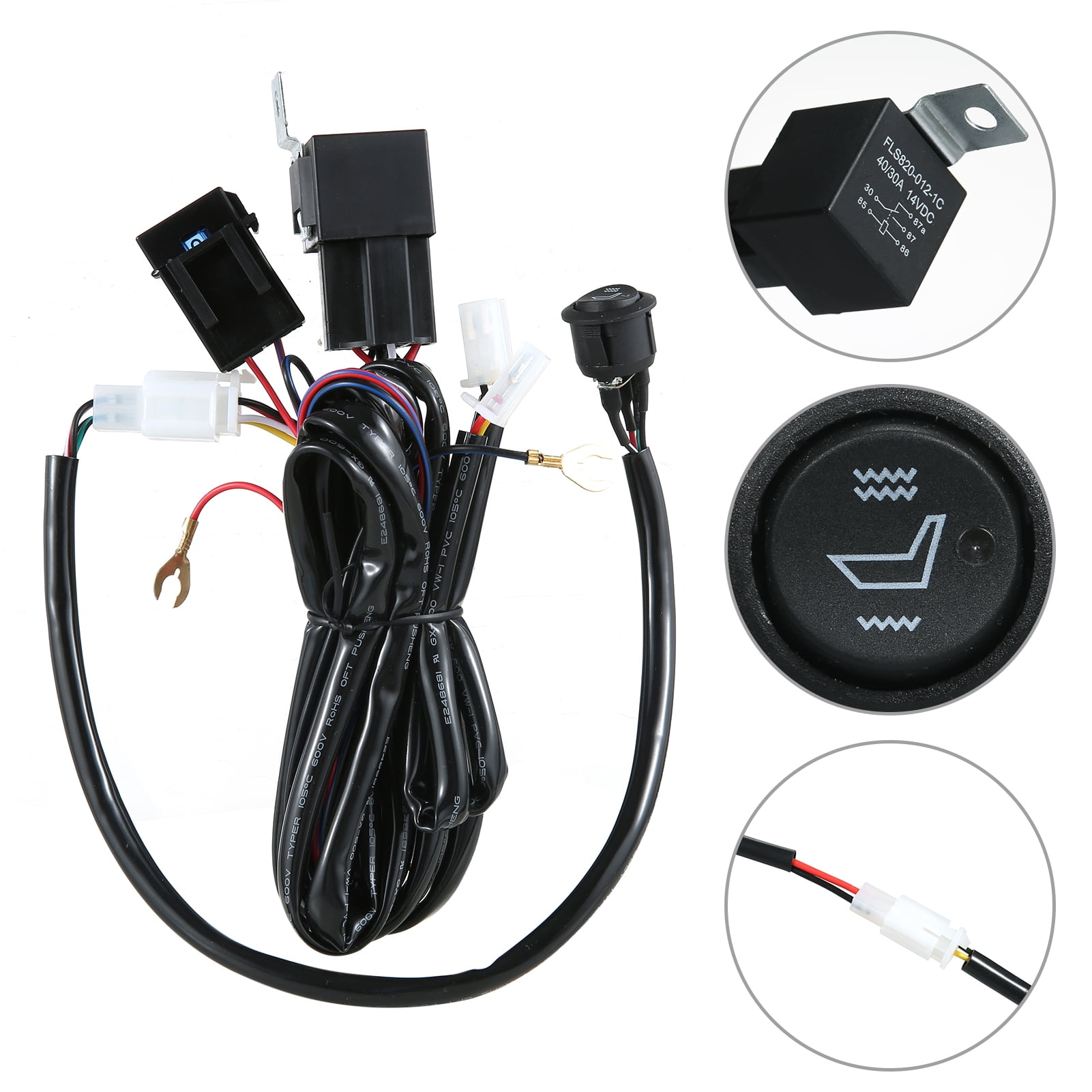 12V Carbon Fiber Seat Heater Kit for 2 Seats with High Low Temperature ...