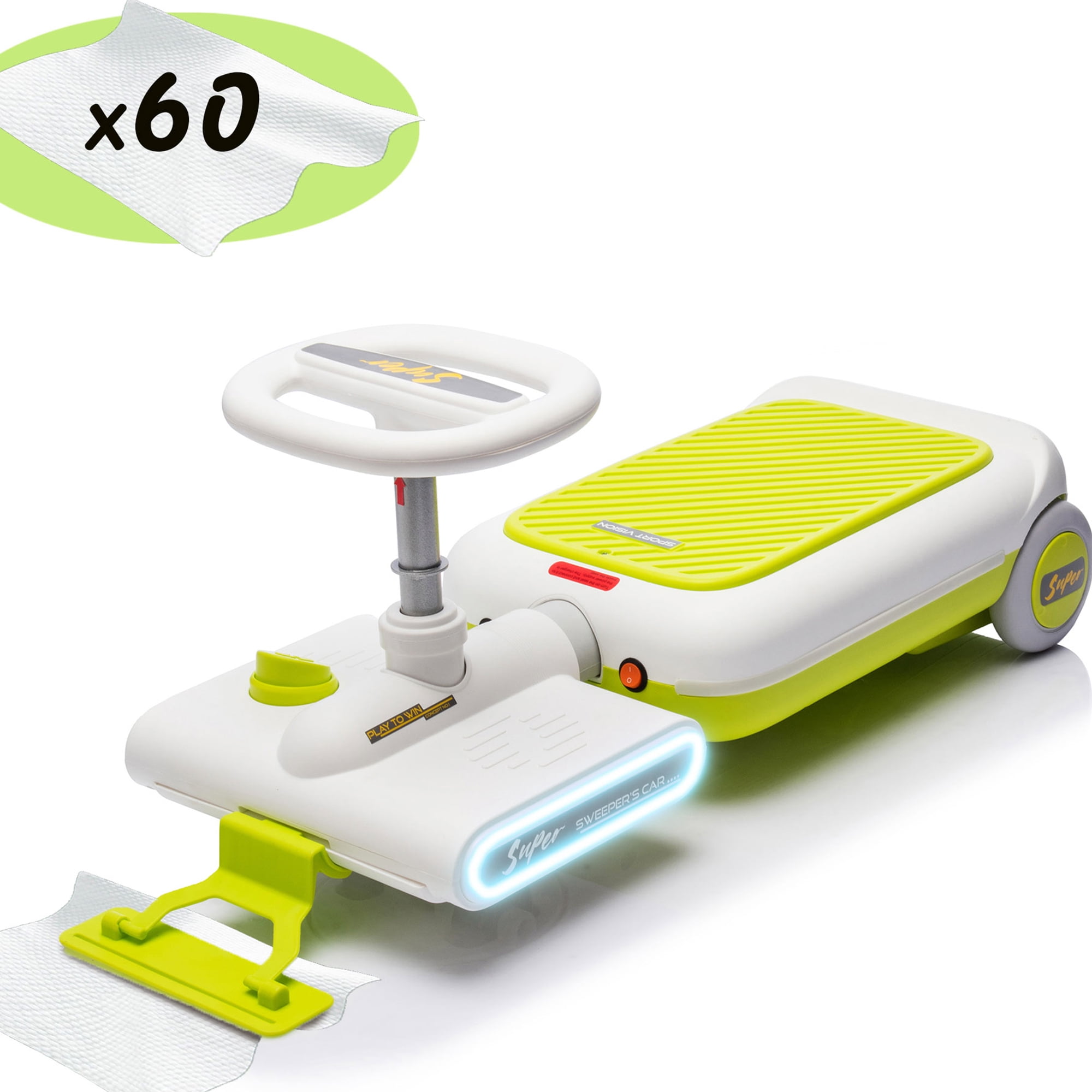 12V Power Ride On Car Toys with Cleaning Mop, 3-In-1 Cleaning Go Kart ...