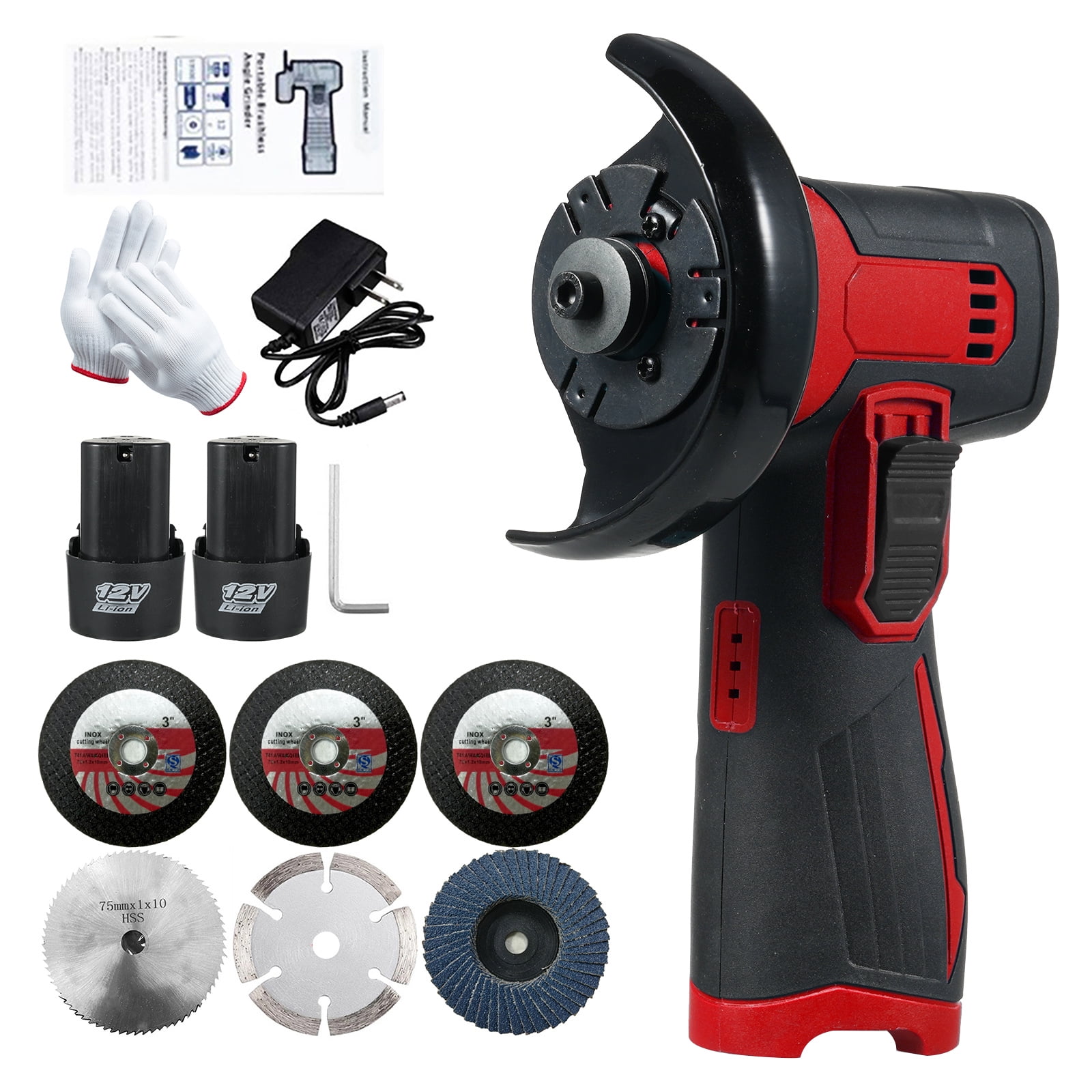 12V Brushless Mini Angle Grinder Kit, 3 Inch Metal Cutting & Polishing ...