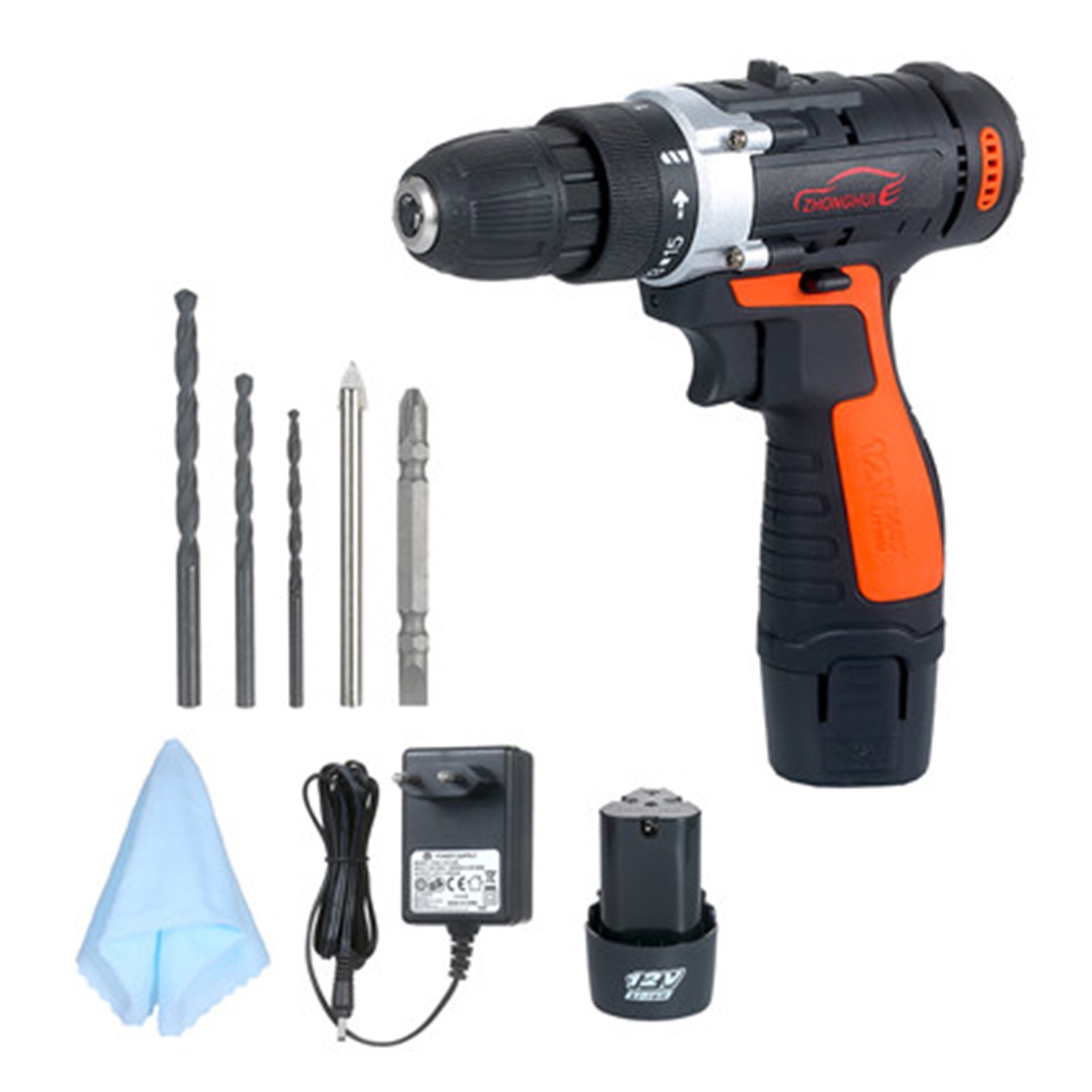 12V Cordless Drill / Driver Kit 1400rpm Variable Speed Polisher Car ...