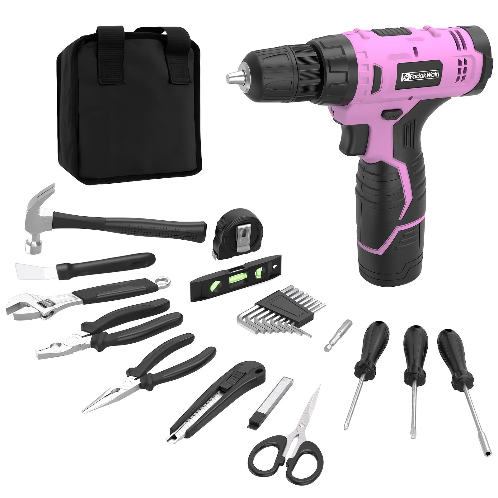 12V Cordless Drill Kit - 118pcs Complete Set with 3/8" Keyless Chuck ...
