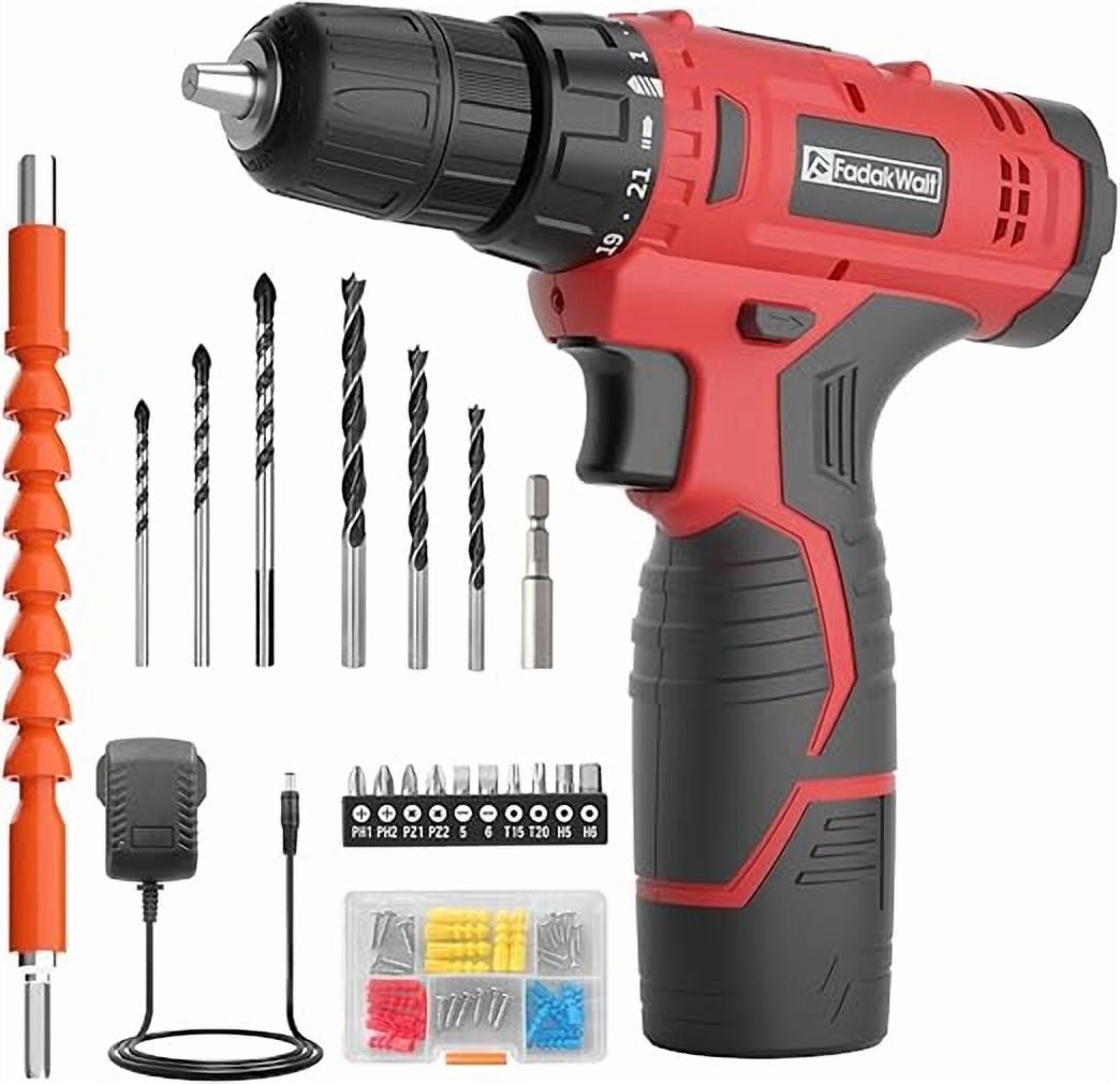 12V Cordless Drill Driver Set with 1.5Ah Battery & Charger, 21+1 Clutch ...