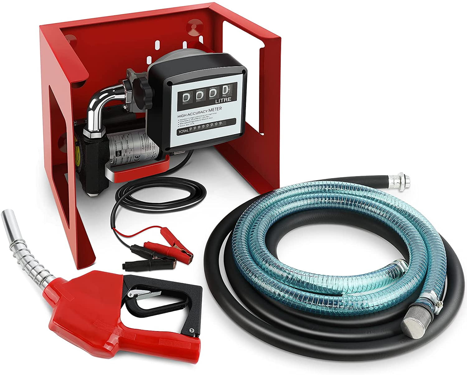 12V DC 155W Automatic Fuel Pump with Clips, Hose, Nozzle & Meter ...