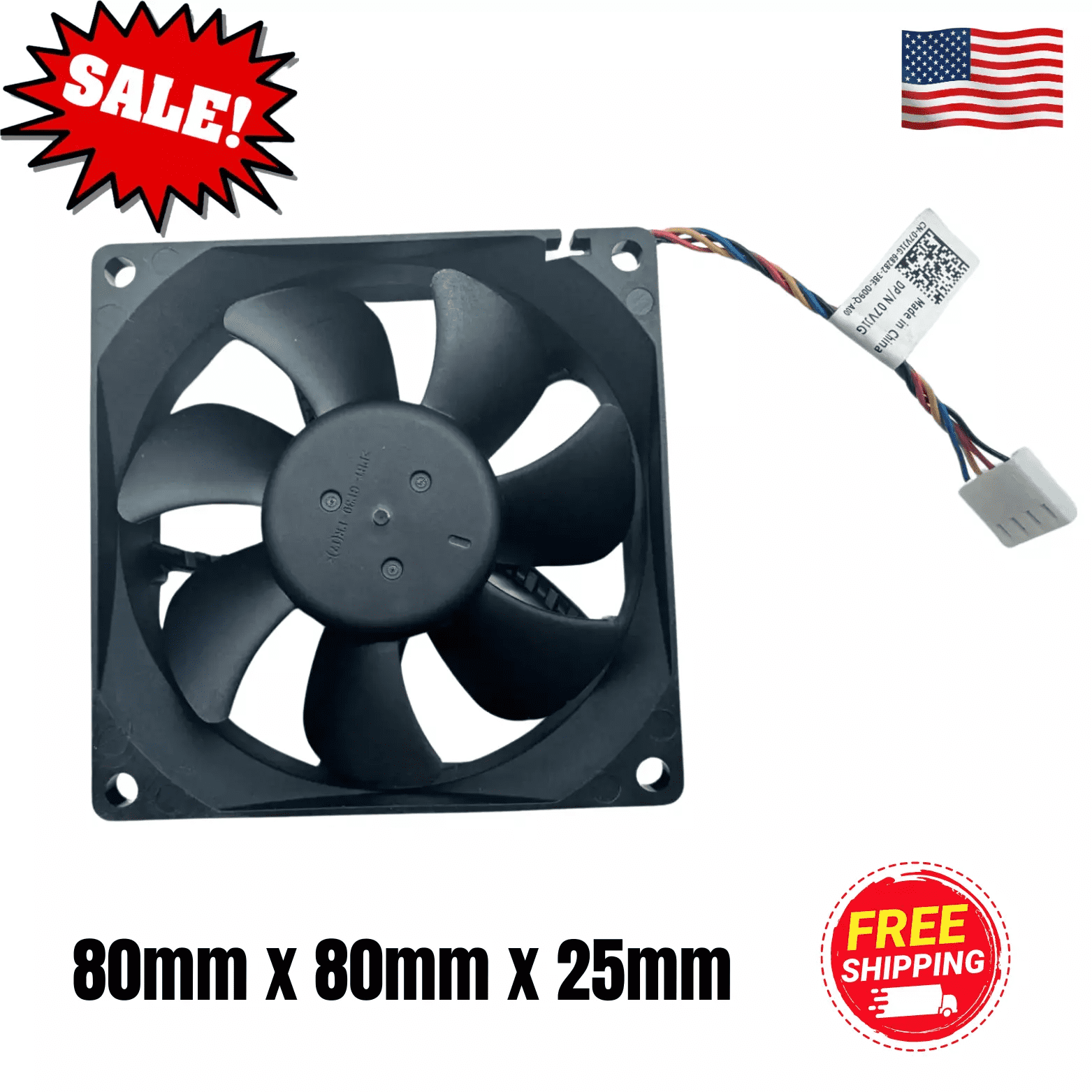 Pre-Owned 12V DC 80mm Cooling Fan 4Pin 80x80x25mm for CPU Computer ...