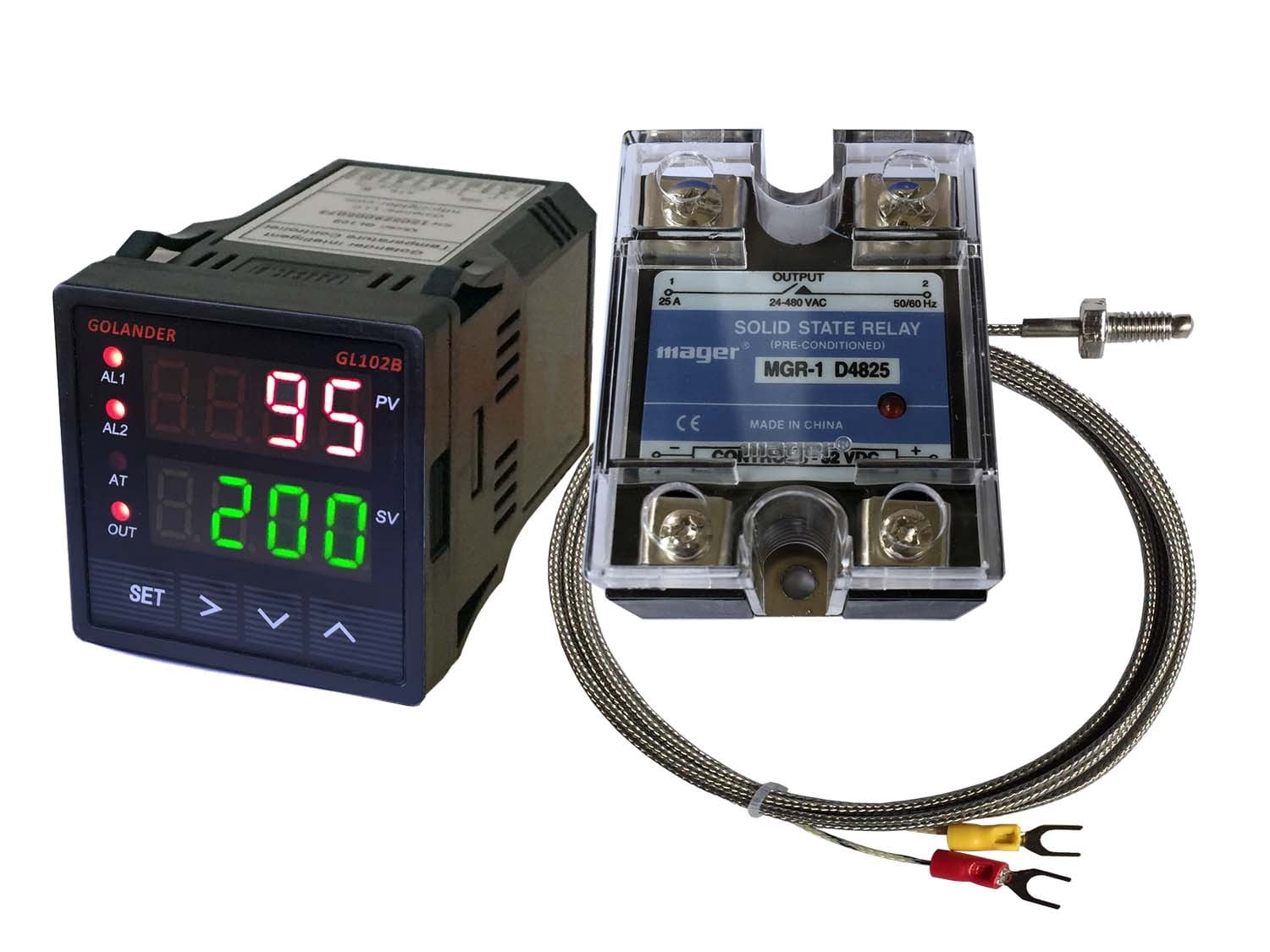12V DC Digital PID F/C Temperature Controller + K Thermocouple + 25A ...