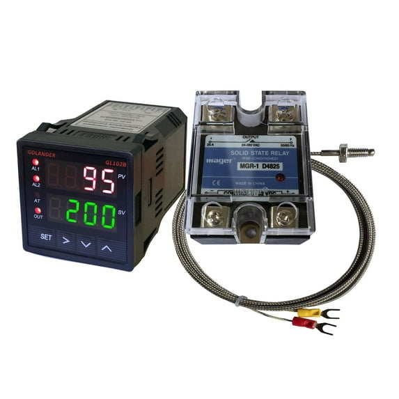 12V DC Digital PID F/C Temperature Controller + K Thermocouple + 25A ...