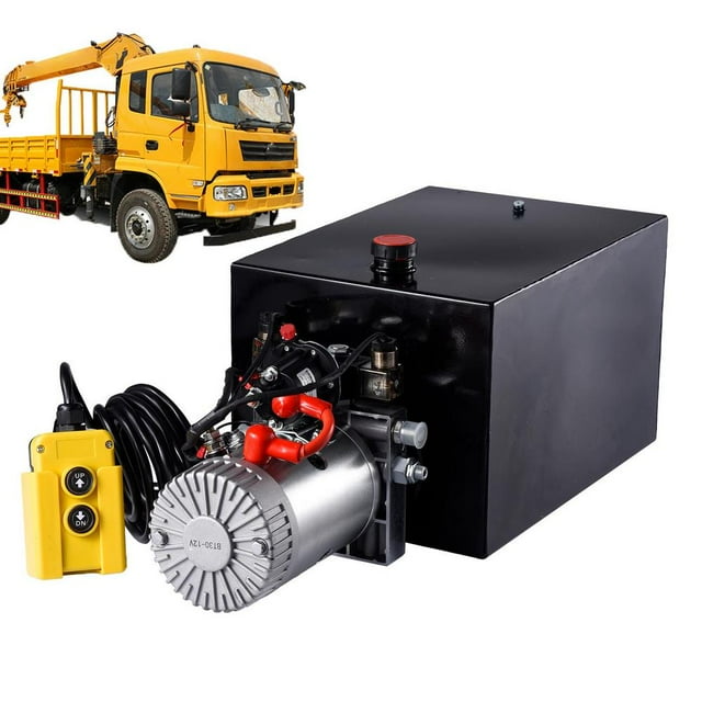 12V DC Double-Action Electric Hydraulic Pump Kit with 20 Quart ...