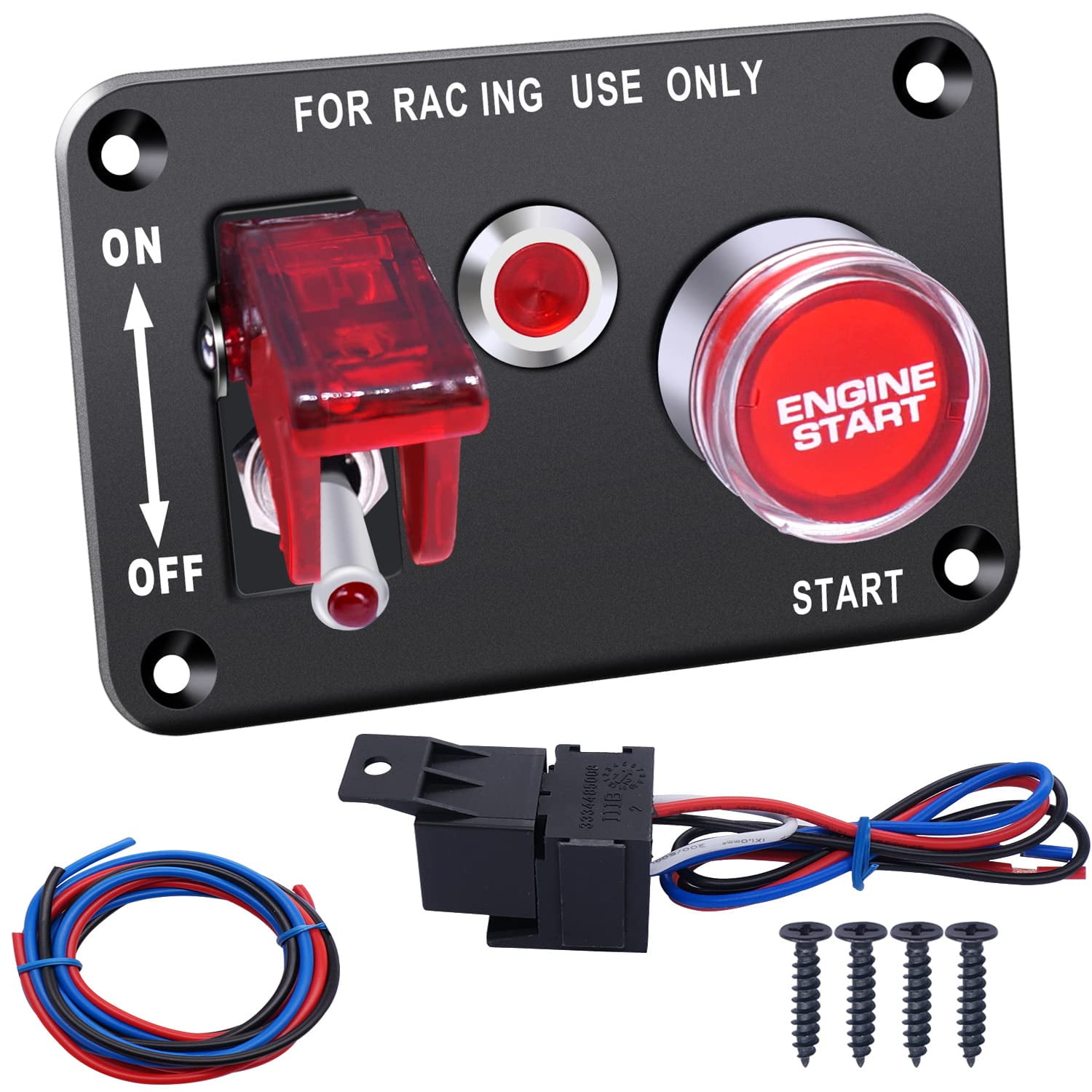 /12V DC Ignition Switch Panel 2 in 1 Racing Car Engine Start Push ...
