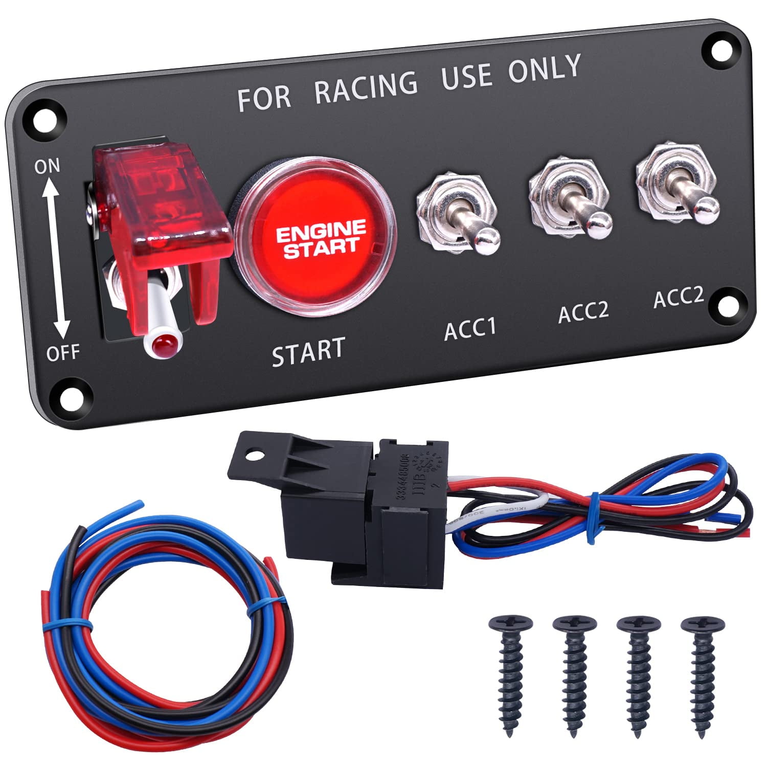 /12V DC Ignition Switch Panel 5 in 1 Racing Car Engine Start Push ...