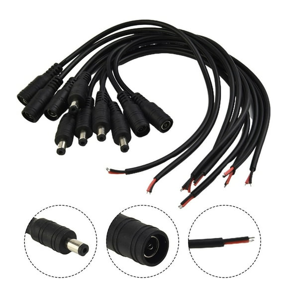 12V DC Power Cable with 5.5x2.1mm Male Female Connectors for CCTV LED ...