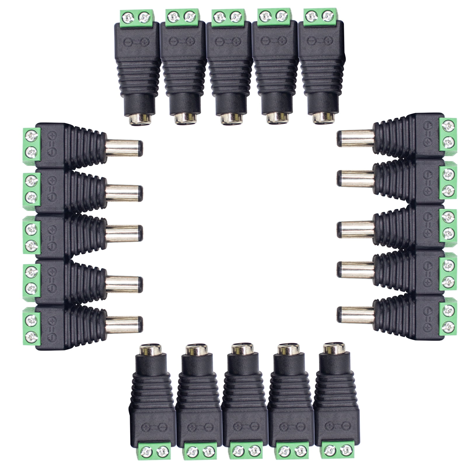 12V DC Power Connector 5.5mm x 2.1mm, CENTROPOWER (20 x Male + 20 x ...