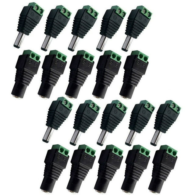 12V DC Power Connector 5.5mm x 2.1mm, Guy-Tech (10 x Male + 10 x Female ...