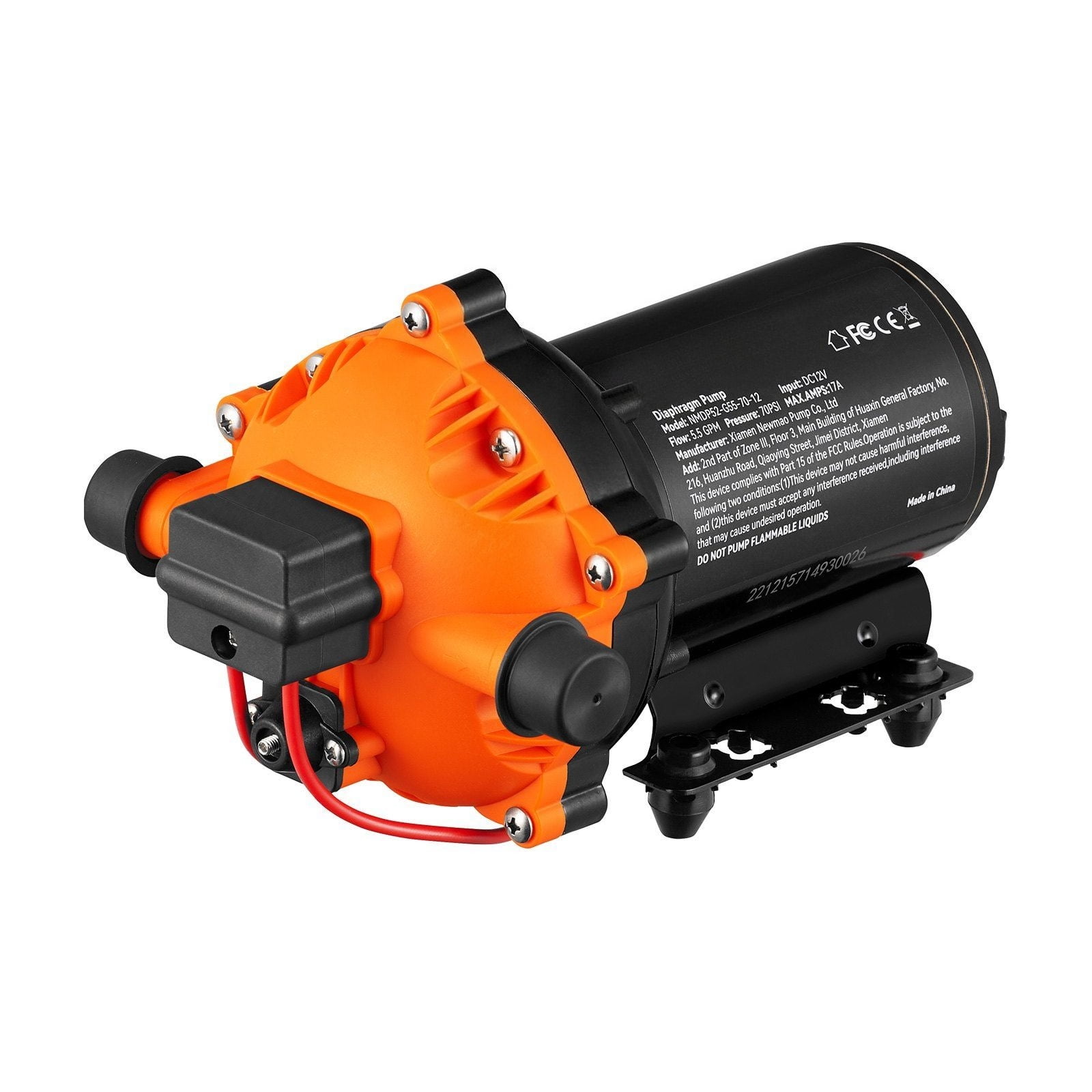 12V Diaphragm Water Pump 70 PSI 5.5 GPM, Self-priming RV Marine Water ...
