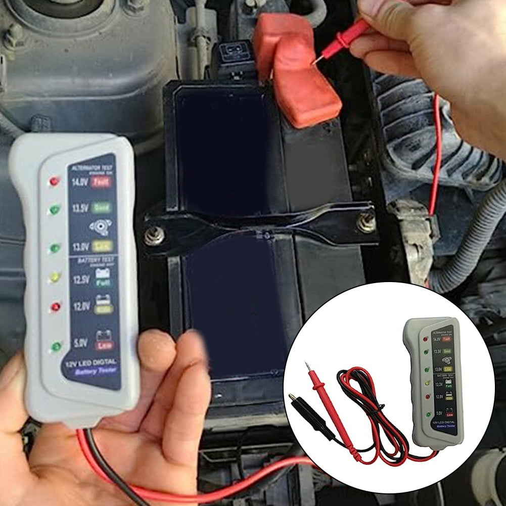 12V Digital Battery Tester 6 LED Light Display Diagnostic Tool Battery ...