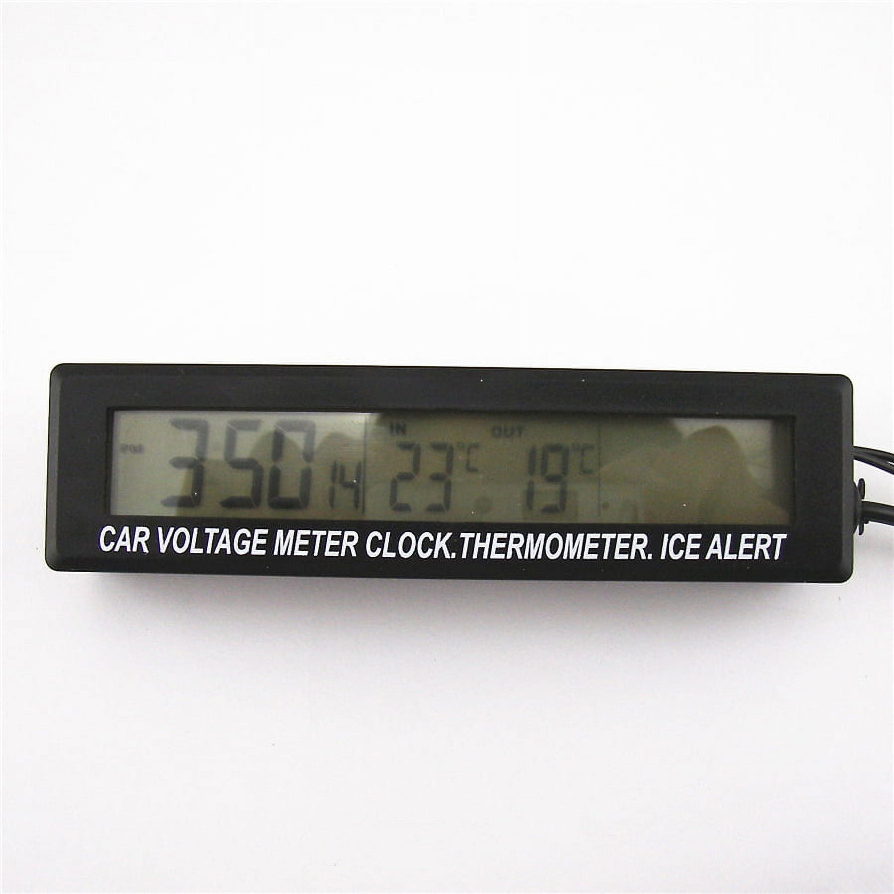 12V Digital LCD Car Thermometer Clock Time Voltmeter Gauge Orange&Blue ...