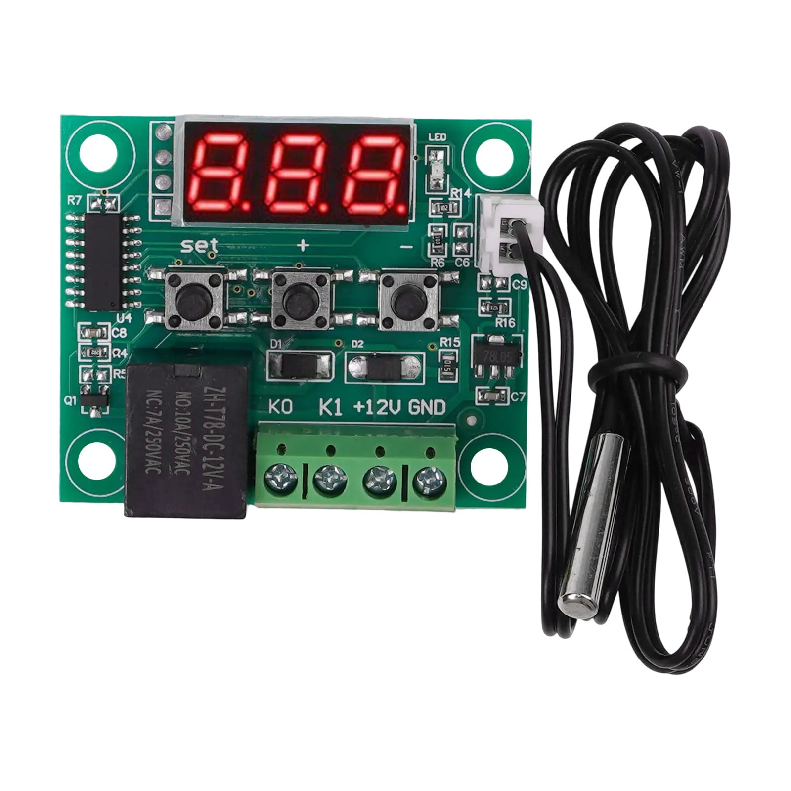 12V Digital Temp Thermostat Temperature Controller Sensor Relay Switch W1209 - Walmart.com