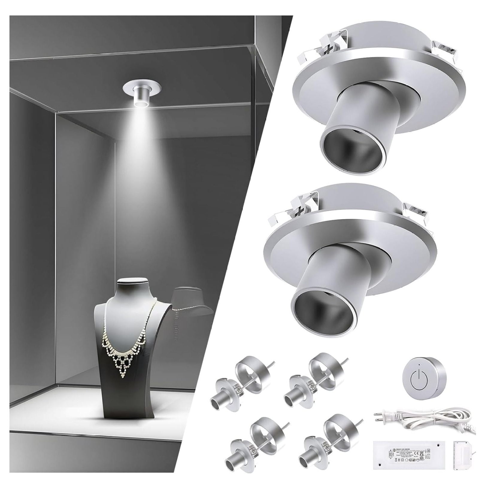 12V Dimmable Mini Spotlight Plug in with Wireless Dimmer Recessed or ...