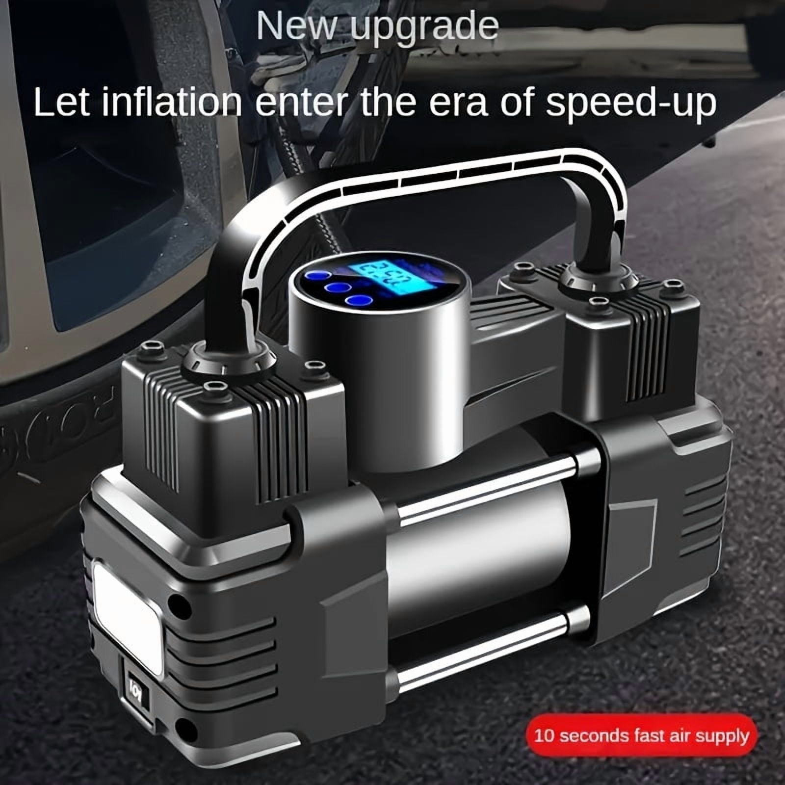 12V Dual Cylinder Portable Air Compressor | Automatic Tire Inflator ...