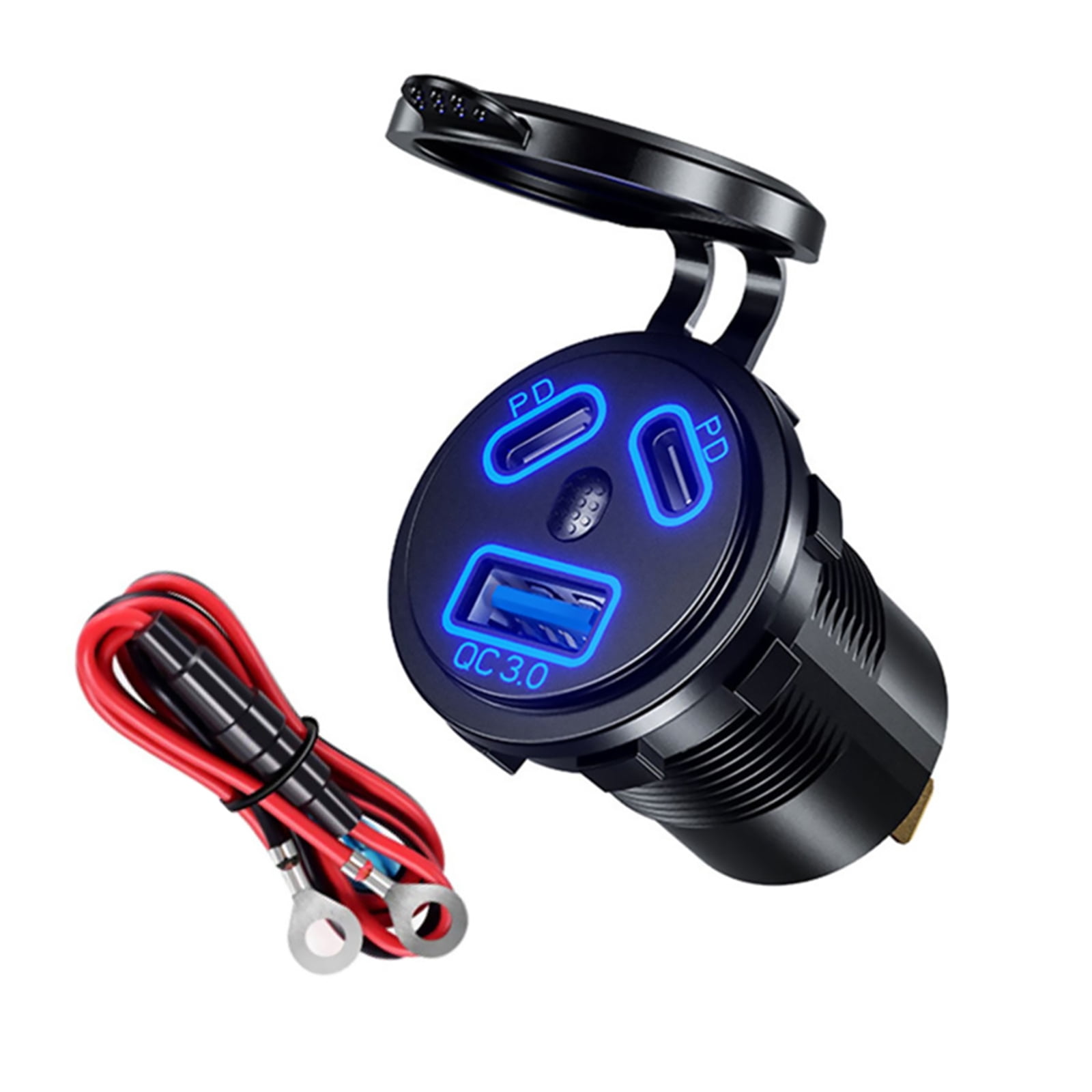 12V Dual PD TYPE-C & QC3.0 USB Car Charger Socket Fast Charging for ...