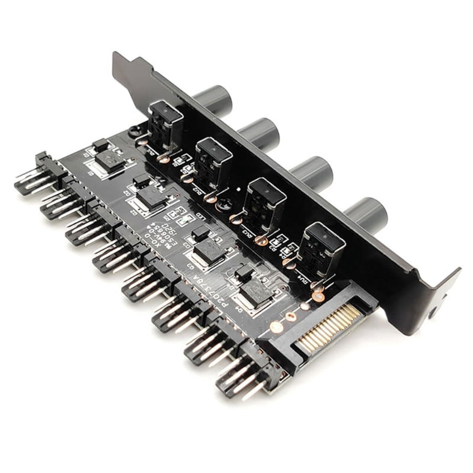 12V Easy Install 1 To 3 8 Way PC Case Cooling Fan Hub 4Pin 3Pin Speed ...