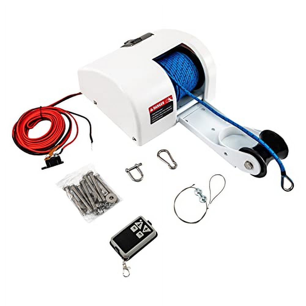 12V Electric Boat Anchor Winch with Remote Control, Automatic Resetting ...