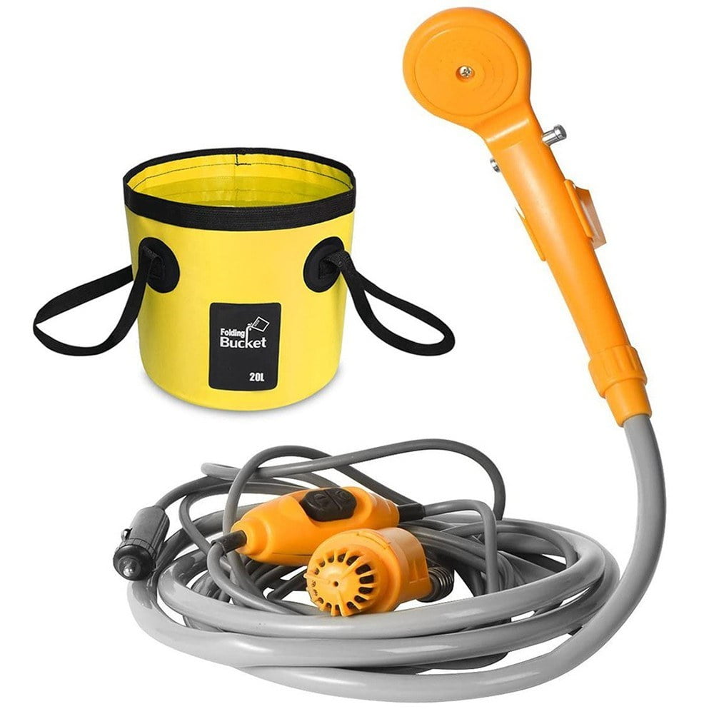 12V Electric Camping Shower with Folding Bucket Set - Walmart.com
