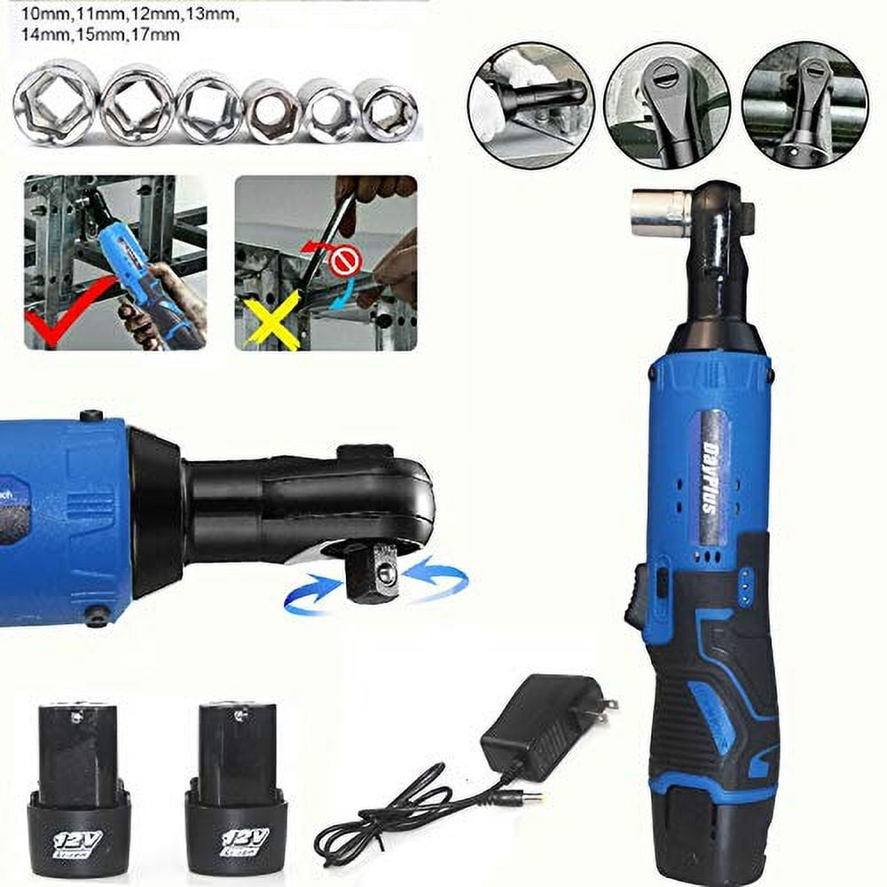 12V Electric Ratchet Wrench Set, 90 Degrees Right Angle Ratchet Wrench ...