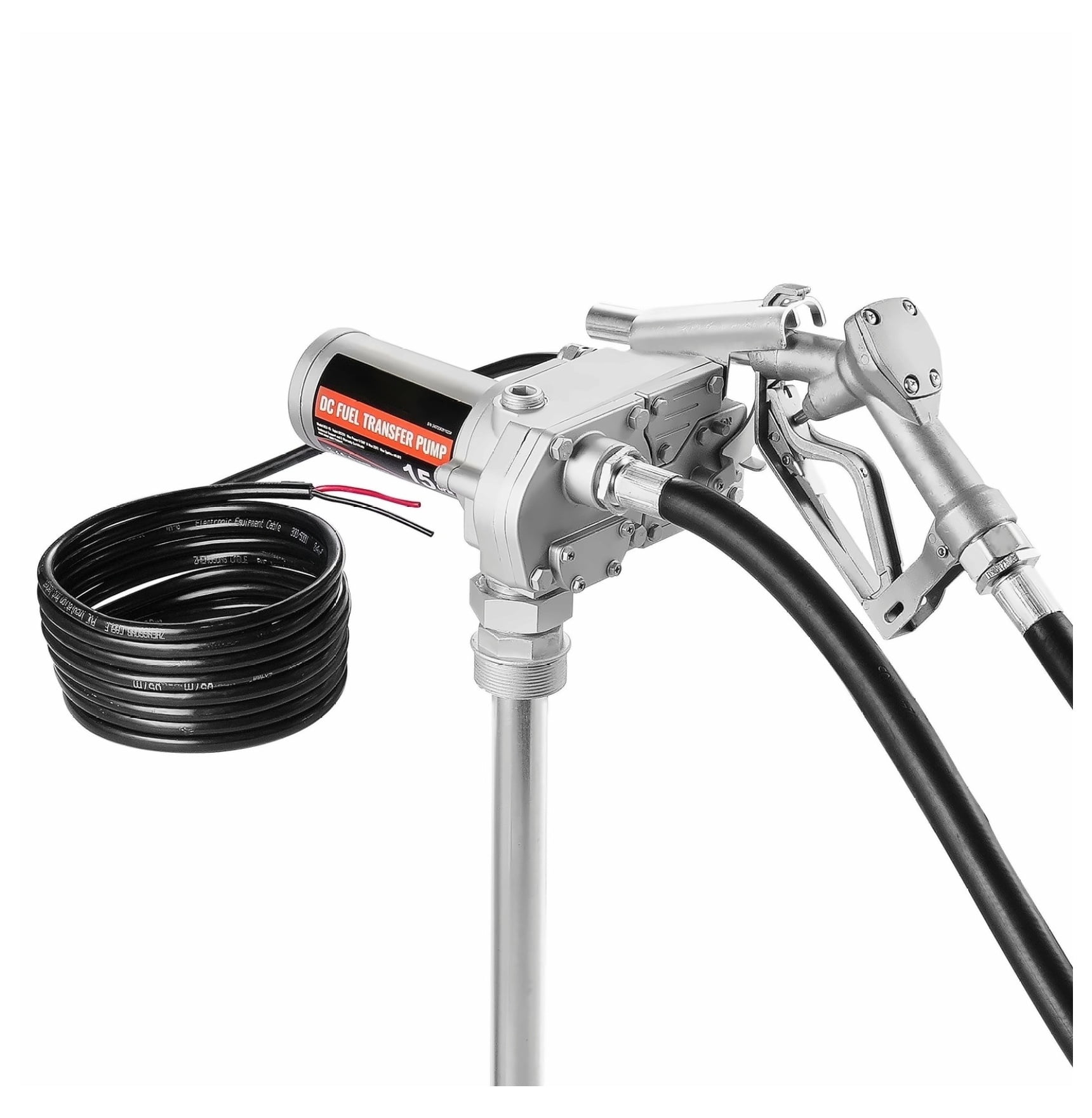 12V Fuel Transfer Pump 15 GPM, Diesel Gas Pump with Auto Nozzle, 1/5 HP ...
