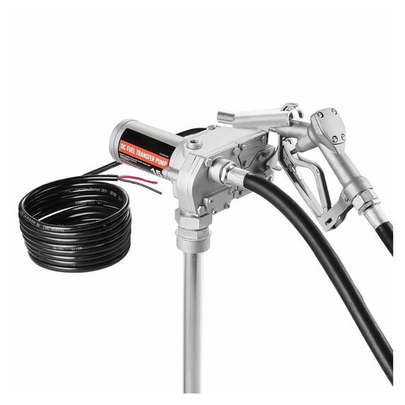 12V Fuel Transfer Pump 15 GPM, Diesel Gas Pump with Auto Nozzle, 1/5 HP ...
