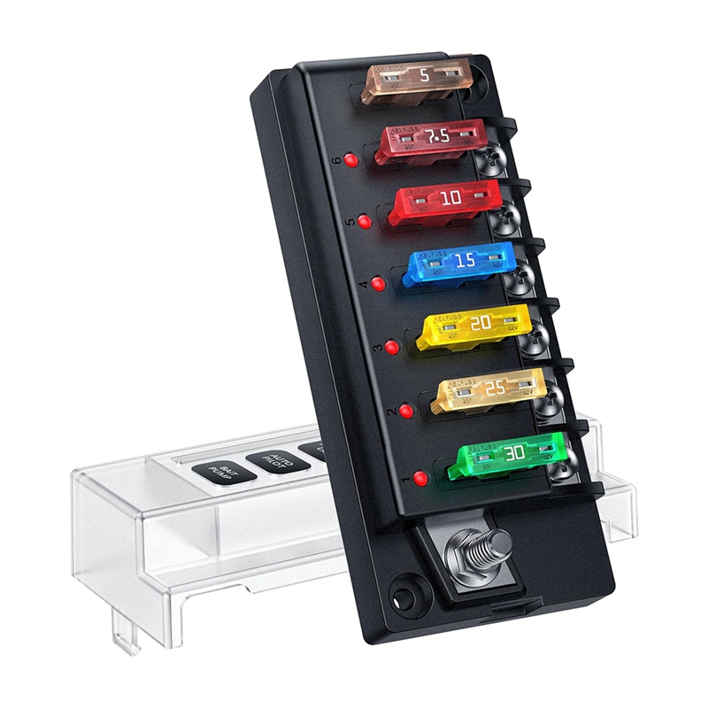 12V Fuse Block,6 Circuit Blade Fuse Box Kit with LED Indicator,ATO ...