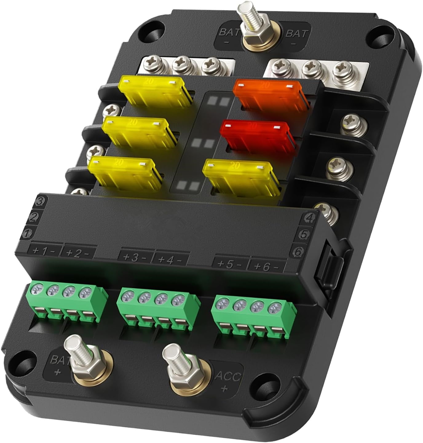 12V Fuse Block with Relay, Automotive 6-Circuit Fuse and Relay Block ...
