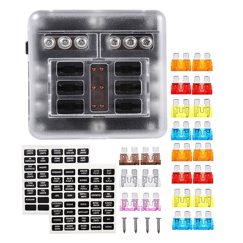 12V Fuse Block,Waterproof Boat Panel with LED Warning Indicator Proof ...