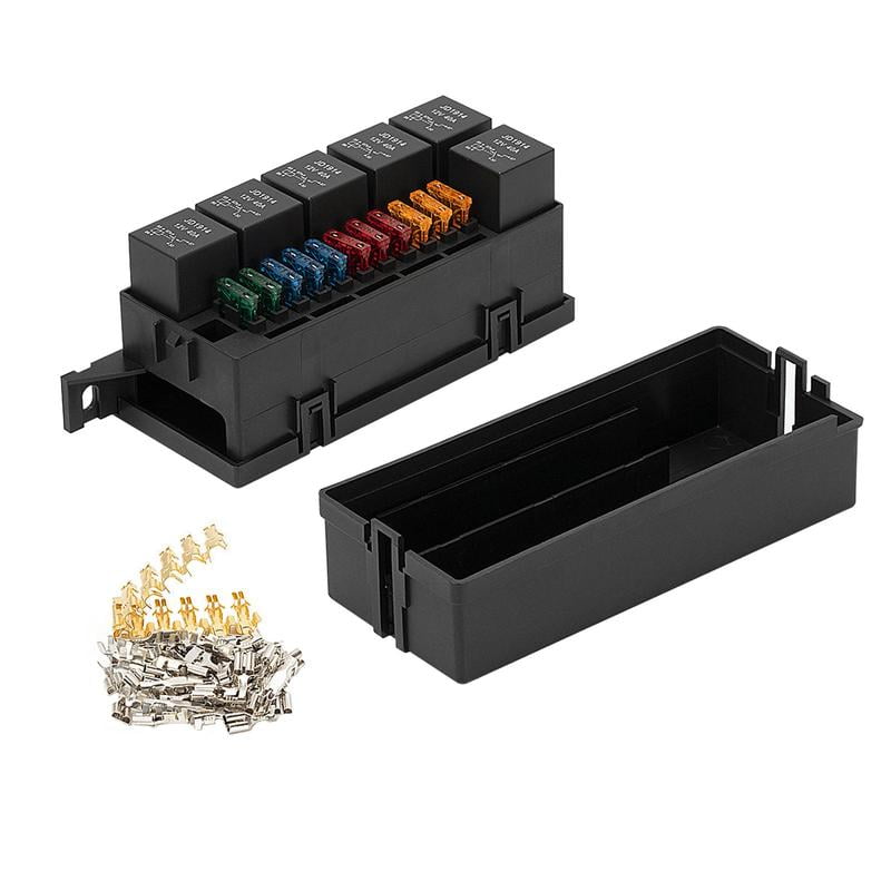 12V Fuse Relay Box 11 Atc Ato Blade Fuse 6 Slot Relay Panel 52Pcs Metal ...