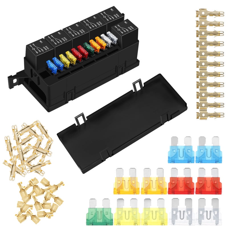 12V Fuse Relay Box Kit Waterproof Fuse Relay Box Block with 52 Crimp ...