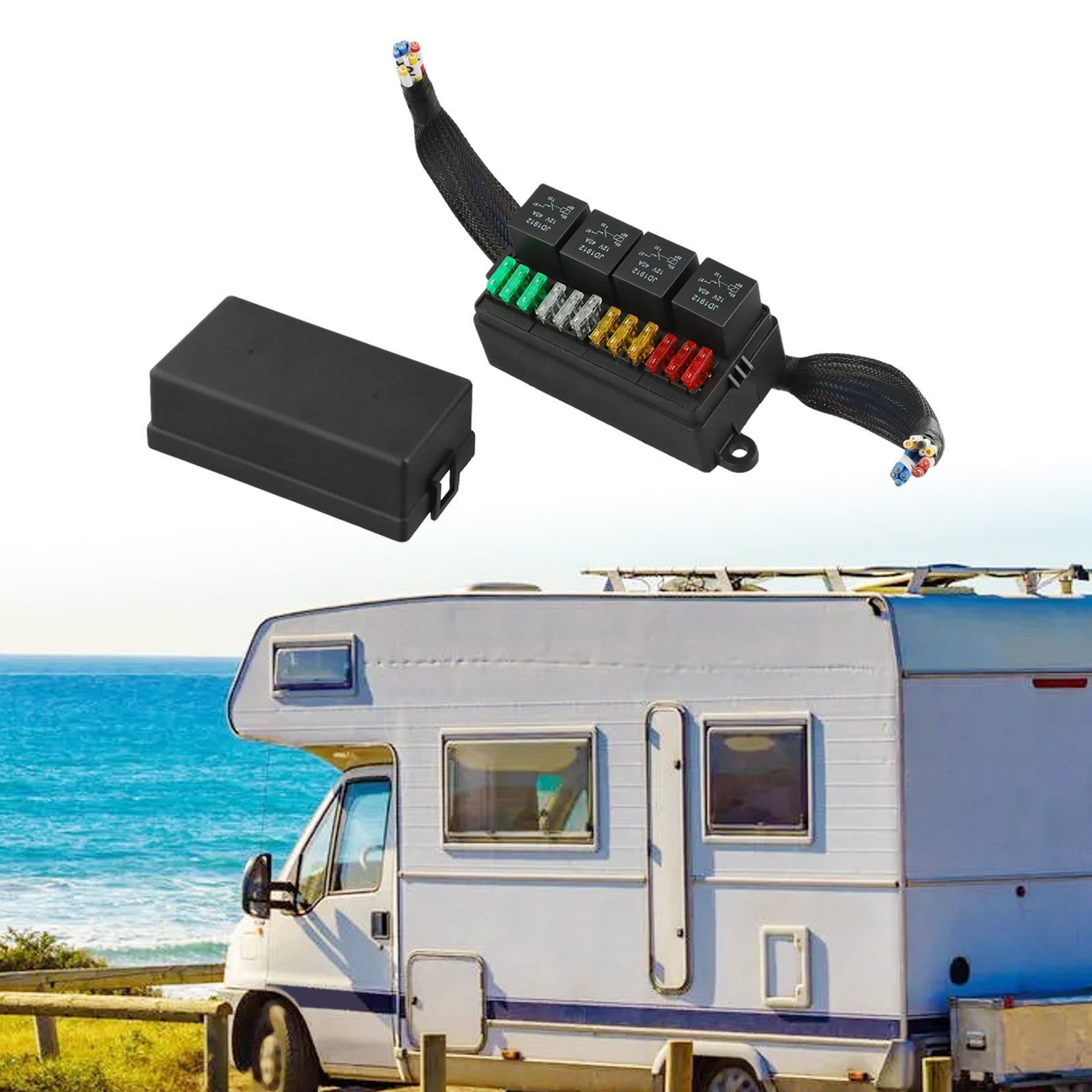 12V Fuse Relay Box Pre-Wired Fuse and Relay Box with 4 Relay 12 Way ATC ...