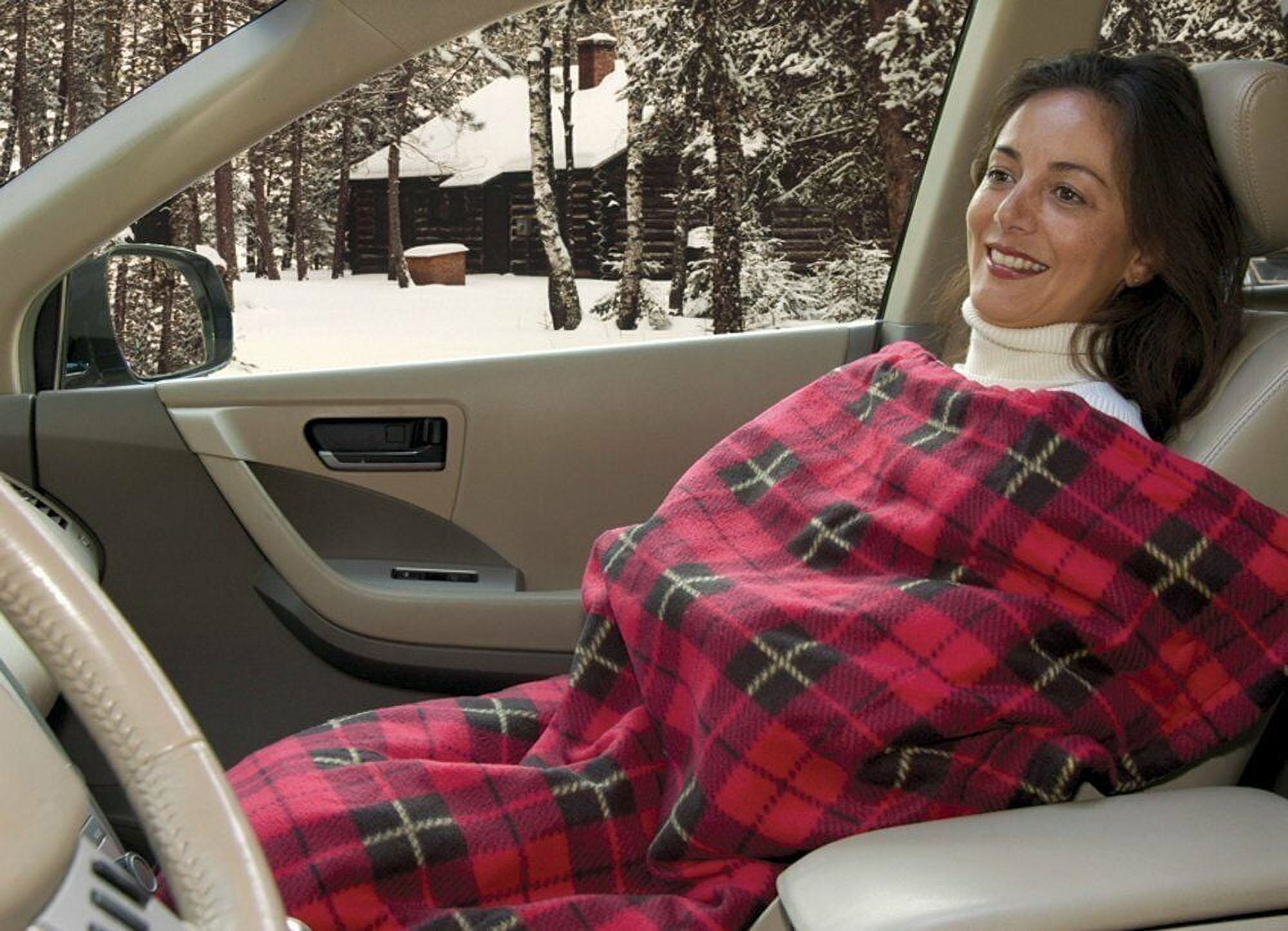 12V Heated Electric Fleece Black Red Checkered Blanket Car Truck Suv ...