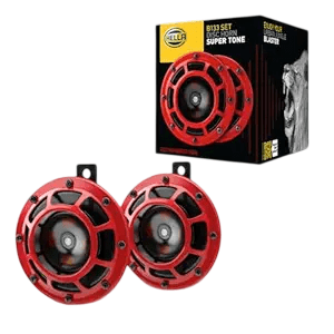 12V Hella Horn 003.399-842 Red Grill Super tone Horn Set,300/500 Hz,105 ...