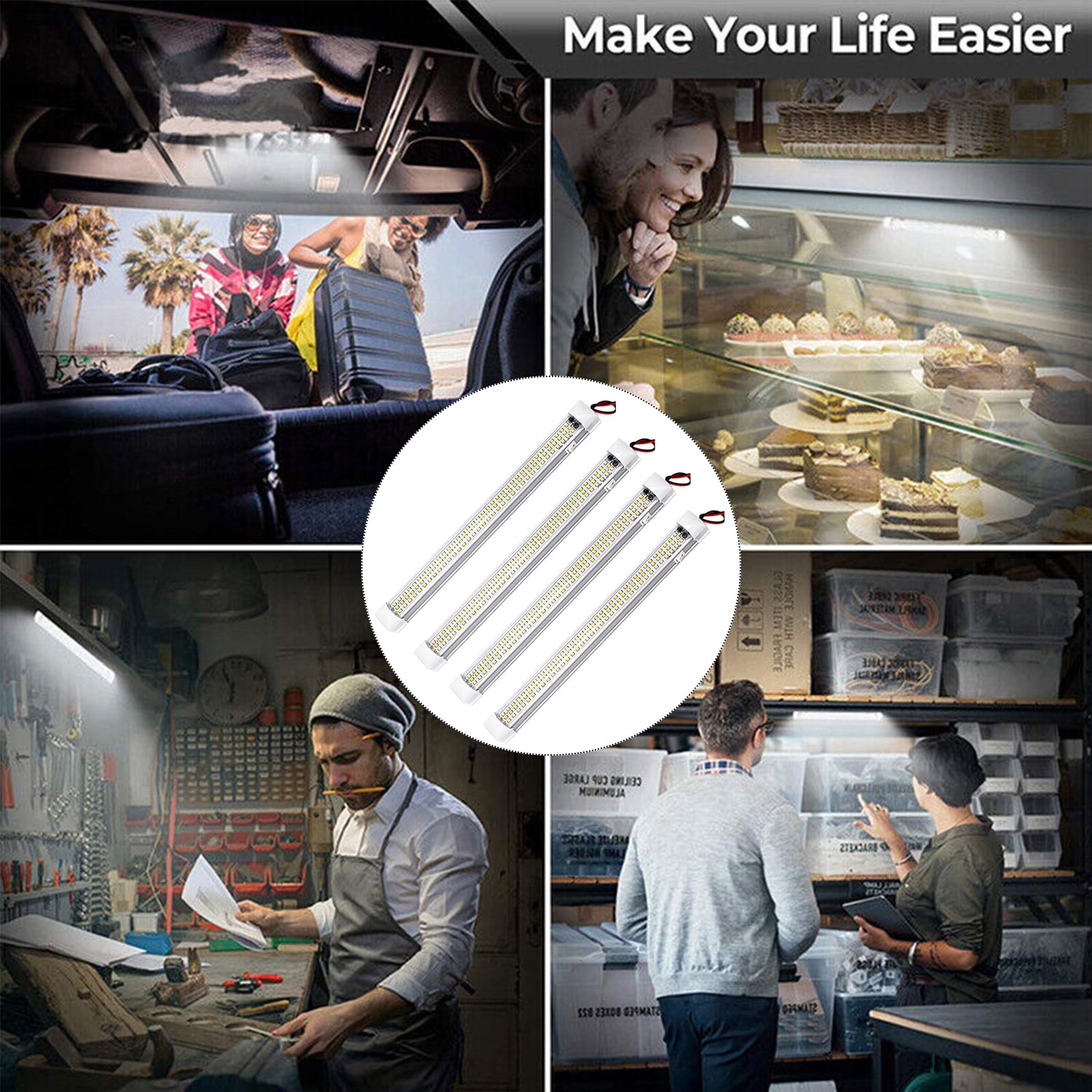 12V Interior LED Light Bar, 108 LEDs Light Strip with ON/OFF Switch 12V ...