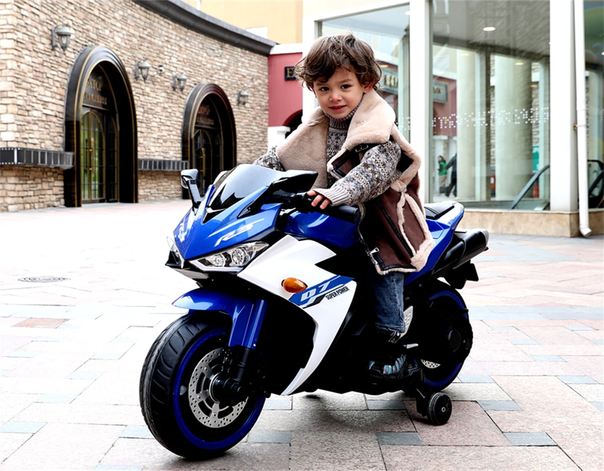 12V Kids Electric Motorcycle with Training Wheels, Electric Ride on Motorcycle Toys with Manual ...