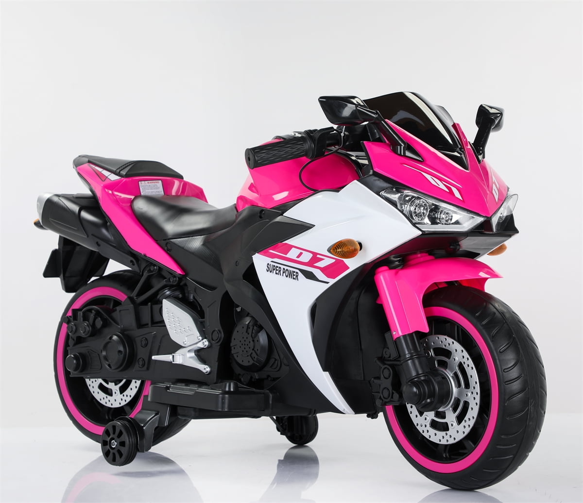 12V Kids Electric Motorcycle with Training Wheels, Electric Ride on Motorcycle Toys with Manual ...