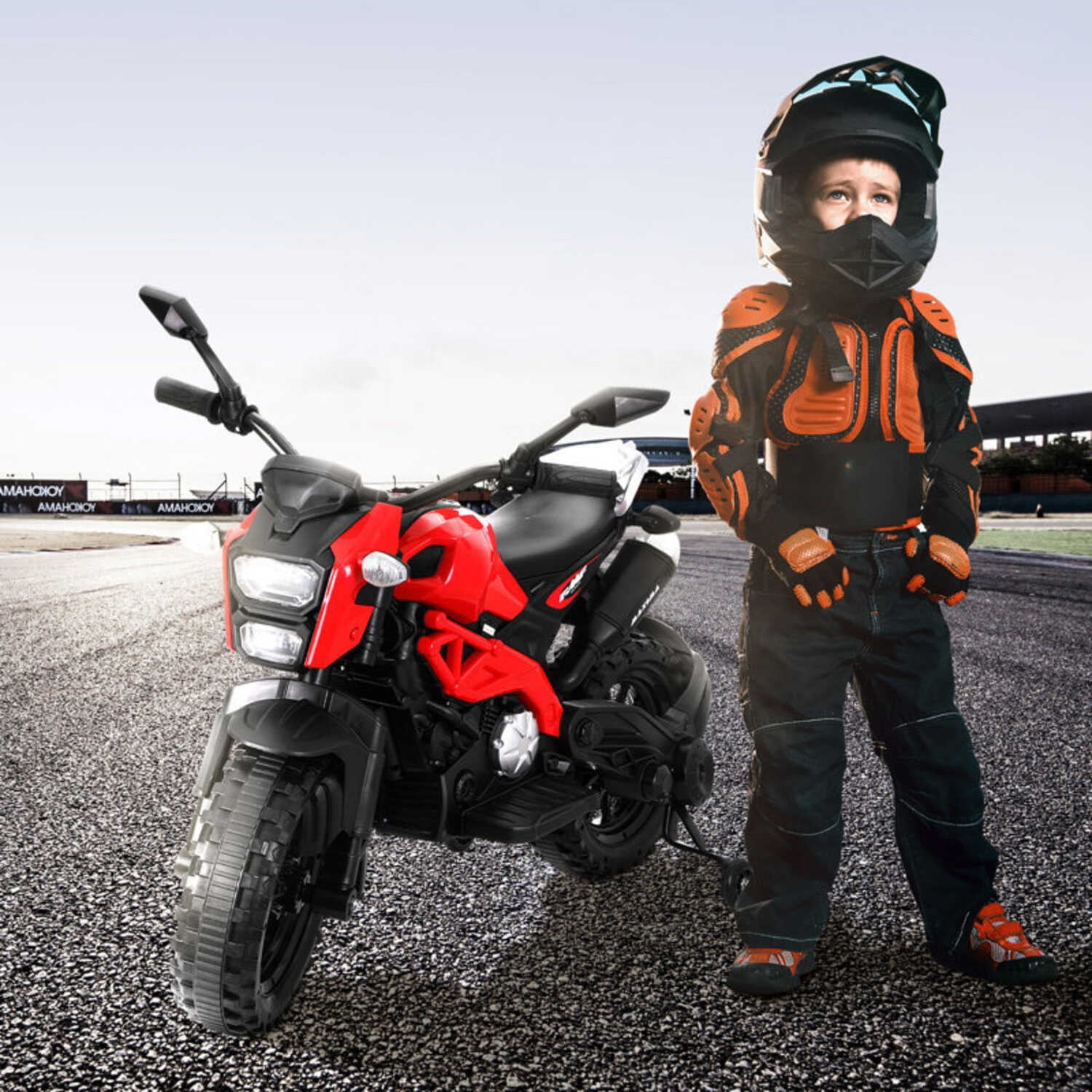 12V Kids Electric Motorcycle with Training Wheels & Light-Up Wheels ...