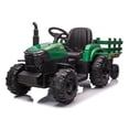 12V Kids Electric Ride On Tractor with Trailer – Dual 40W Motors, LED ...