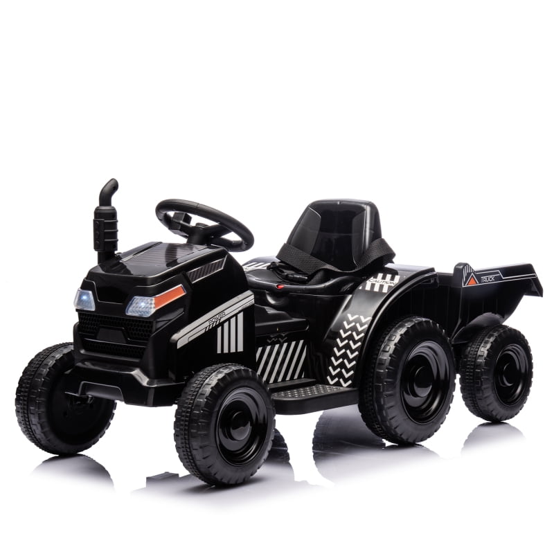12V Kids Electric Tractor Black Knight Kids Ride On Toy 2WD Non-skid ...